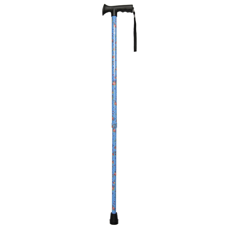 Blue Floral Adjustable Walking Stick - WalkingSticks.co.uk