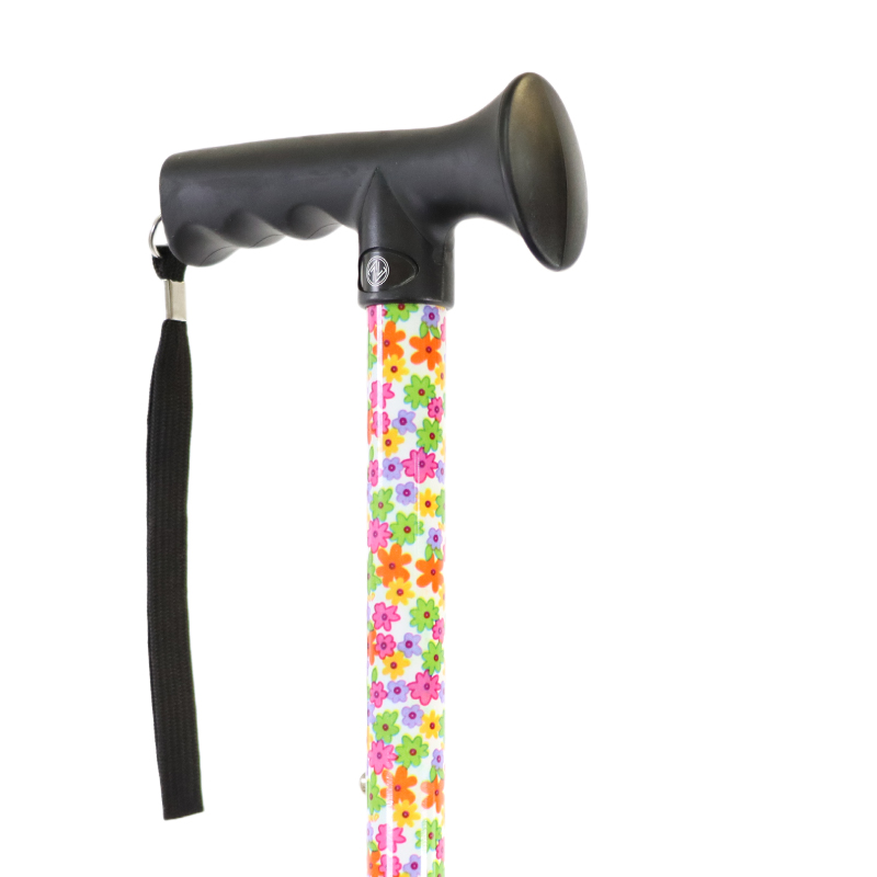 Colourful Floral Folding Walking Stick - WalkingSticks.co.uk