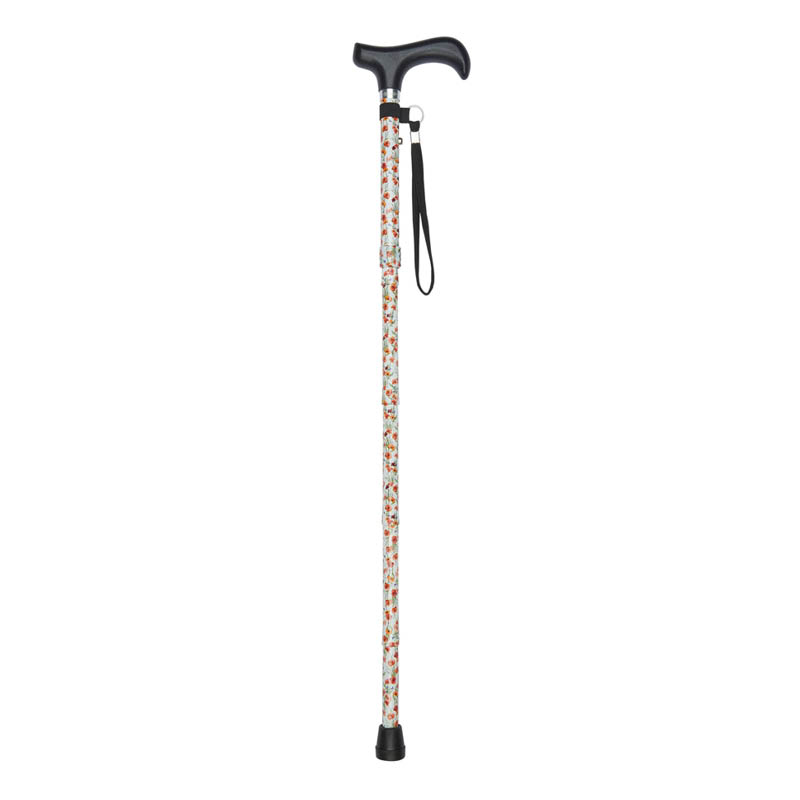 Poppy-Pattern Short Walking Stick - WalkingSticks.co.uk